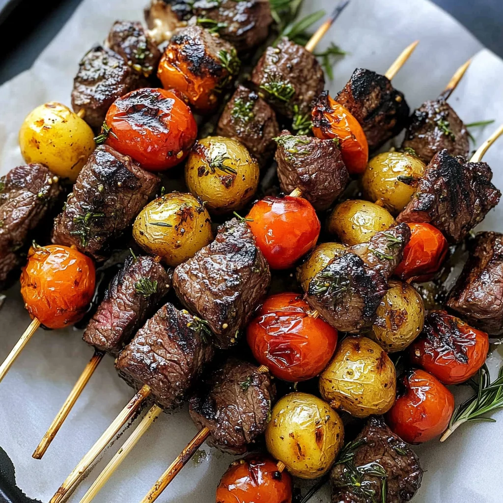 Rosemary Garlic Steak Kebabs